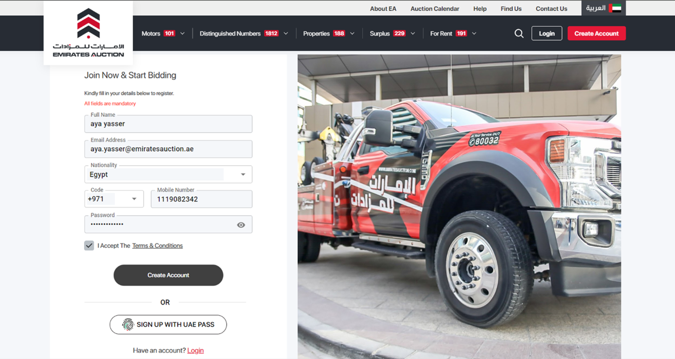 Emirates Auction Steps and Guidelines